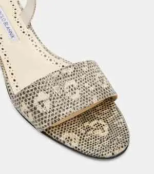 Manolo Blahnik Patobarnu 30 Lizard-effect Leather Sandals