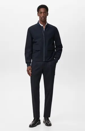 Mango Slim Fit Thermolite® Pleated Cargo Pants - Navy