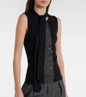 LEMAIRE Asymmetric Cotton And Linen Top - Black