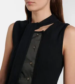 LEMAIRE Asymmetric Cotton And Linen Top - Black