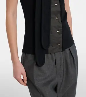 LEMAIRE Asymmetric Cotton And Linen Top - Black