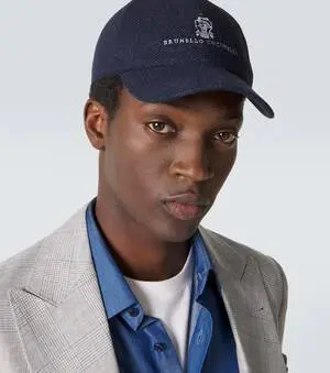 Brunello Cucinelli Silk, Linen, And Wool Baseball Cap - Blue