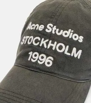 Acne Studios Logo Cotton Twill Baseball Cap - Black