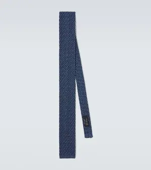 Rubinacci Knitted Silk Neck Tie - Blue