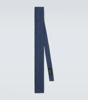 Rubinacci Knitted Silk Neck Tie - Blue