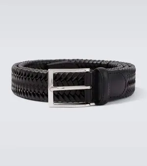 Rubinacci Braided Leather Belt - Black