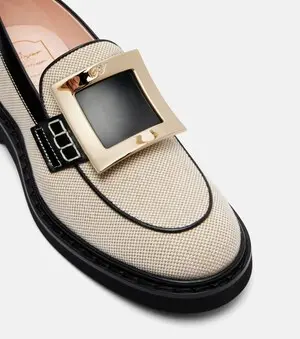 ROGER VIVIER Viv' Rangers Leather-trimmed Loafers - Beige