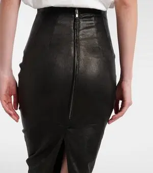 Rick Owens Dirt Pillar Leather Maxi Skirt