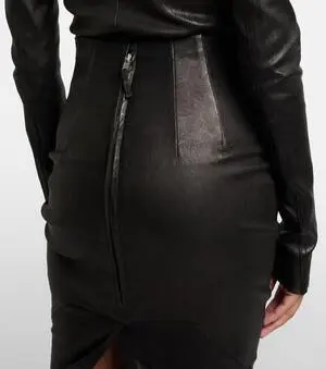 Rick Owens Dirt Pillar Leather Maxi Skirt