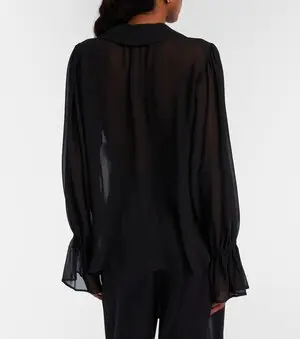 Nina Ricci Ruffled Sheer Silk Blouse