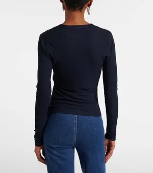Veronica Beard Drexler Ribbed-knit Henley Shirt