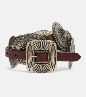 Polo Ralph Lauren Wide Leather Belt With Embellished Buckle - Brown