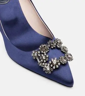 ROGER VIVIER Efflorescence 65 Embellished Satin Pumps - Blue