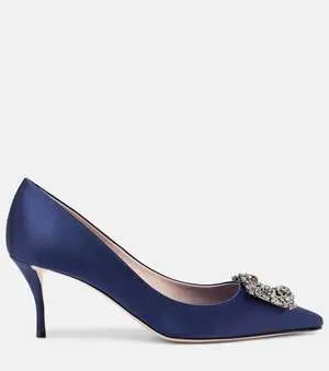 ROGER VIVIER Efflorescence 65 Embellished Satin Pumps - Blue