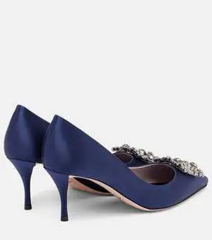 ROGER VIVIER Efflorescence 65 Embellished Satin Pumps - Blue