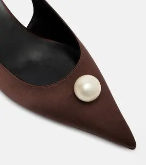 Magda Butrym Embellished Satin Slingback Pumps