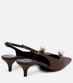 Magda Butrym Embellished Satin Slingback Pumps
