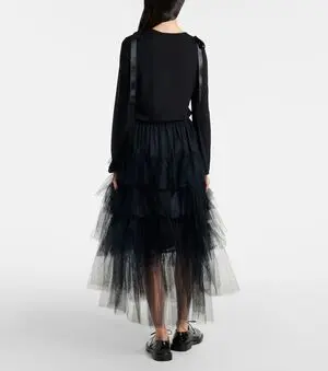 Simone Rocha Ruffled Tulle Midi Skirt - Black