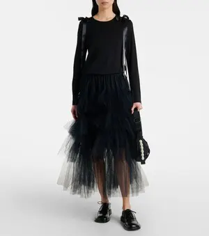Simone Rocha Bow-detail Jersey Top - Black