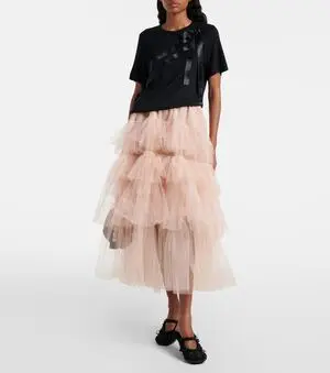 Simone Rocha Bow-detail Jersey T-shirt - Black