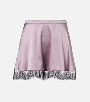 Nina Ricci Lace-trimmed Silk-blend Satin Shorts