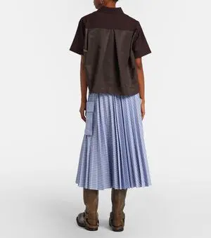 Sacai Striped Cotton-blend Midi Skirt