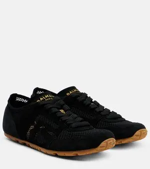 Balmain Runner Suede-trimmed Sneakers - Black