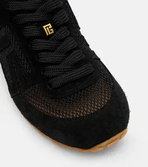 Balmain Runner Suede-trimmed Sneakers - Black