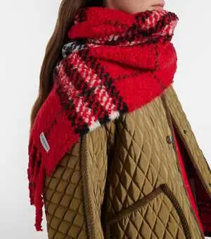 Burberry Check Alpaca And Wool Bouclé Scarf - Red