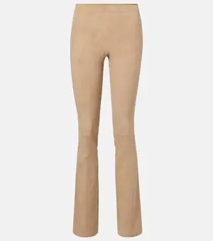 Stouls Long Flared Suede Pants - Beige