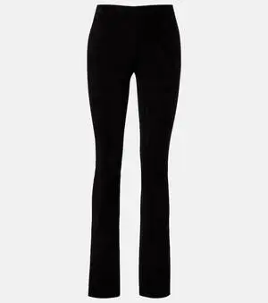 Stouls Long Flared Suede Pants - Black