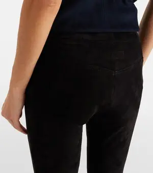 Stouls Jp Long Suede Flared Pants - Black