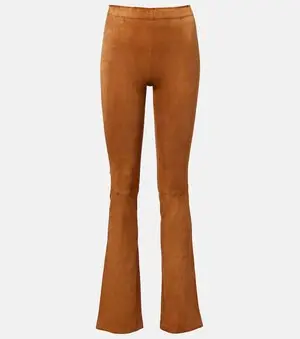 Stouls Long Suede Flared Pants - Brown
