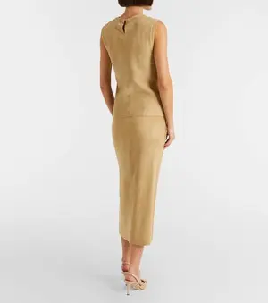 Stouls Pencil Suede Skirt - Beige