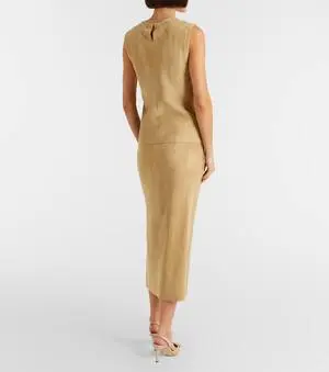 Stouls Pencil Suede Skirt - Beige