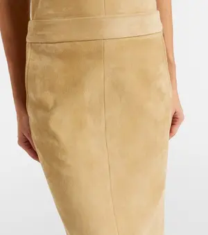 Stouls Pencil Suede Skirt - Beige