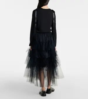 Simone Rocha Ruffled Tulle Midi Skirt - Black