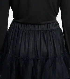Simone Rocha Ruffled Tulle Midi Skirt - Black