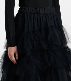 Simone Rocha Ruffled Tulle Midi Skirt - Black