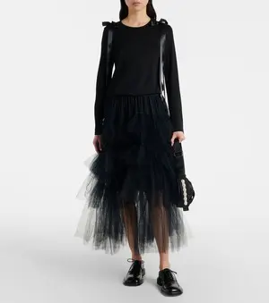 Simone Rocha Ruffled Tulle Midi Skirt - Black