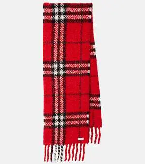 Burberry Check Alpaca And Wool Boucle Scarf - Red