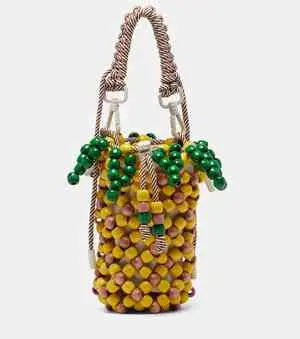 ALEMAIS Pineapple Mini Beaded Top-handle Bag