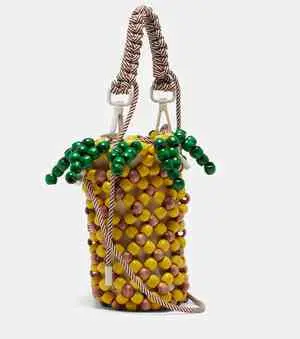 ALEMAIS Pineapple Mini Beaded Top-handle Bag