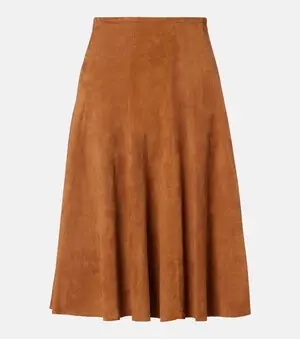 Stouls Sabrina Suede Midi Skirt - Brown
