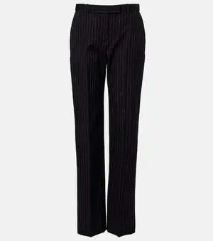 Alexander McQueen Pinstriped Wool Straight Leg Trousers