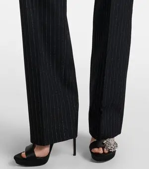 Alexander McQueen Pinstriped Wool Straight Leg Trousers