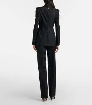 Alexander McQueen Pinstriped Wool Straight Leg Trousers