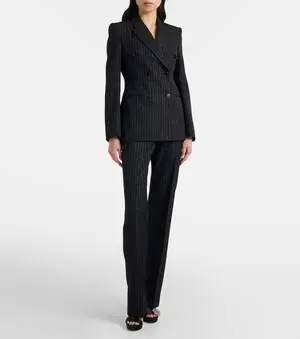 Alexander McQueen Pinstriped Wool Straight Leg Trousers
