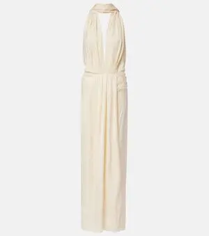 Johanna Ortiz Scarf-detail Jacquard Maxi Dress - Beige