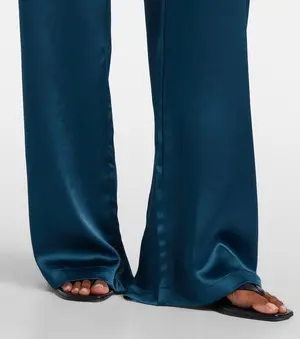 LESET Barb Satin Wide-leg Pants - Blue